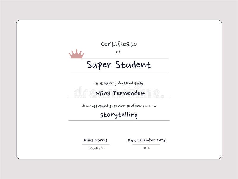 Simple and Elegant Kids Certificate Template Design Stock Vector ...