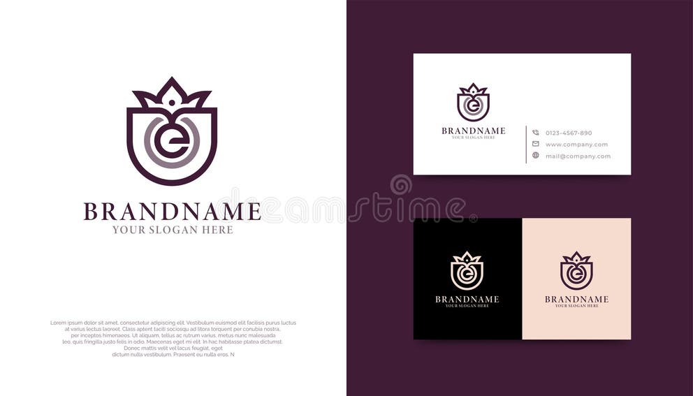 Letter E Monogram Logo Design with Crown Stock Vector - Illustration of ...