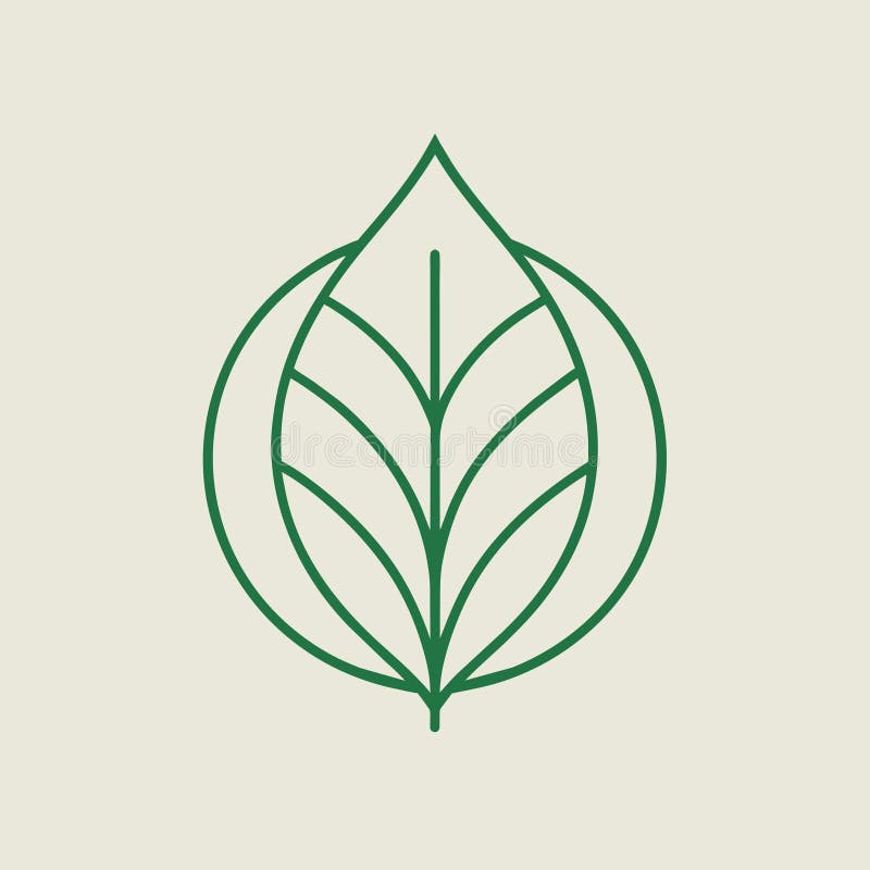 A Simple and Elegant Logo Design Featuring a Green Leaf Drawn with a ...