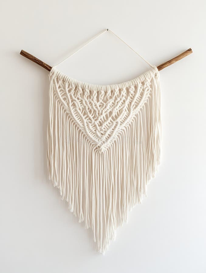 A Simple and Elegant Macrame Wall Hanging on a White Background, Adding ...