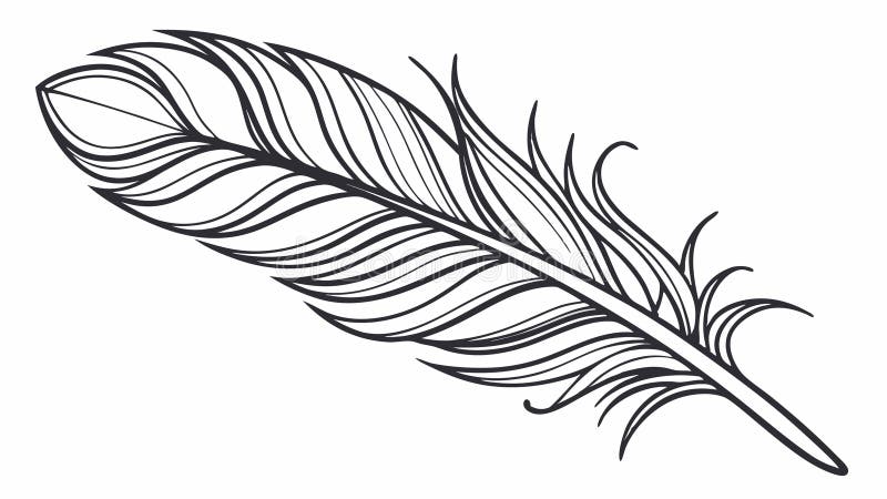 Single Feather Outline Vector, Simple and Elegant Plumage Art, Vector ...