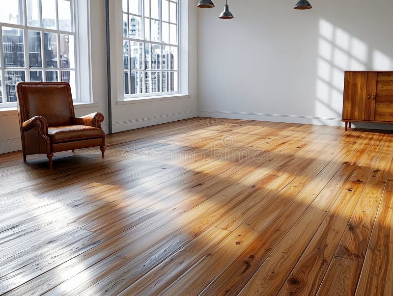 Simple yet Elegant Room with Wooden Flooring, Large Windows, and ...