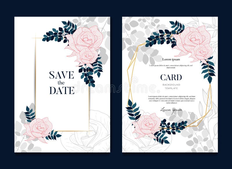 Simple Elegant Rose Wedding Frames Card and Invitation Stock ...