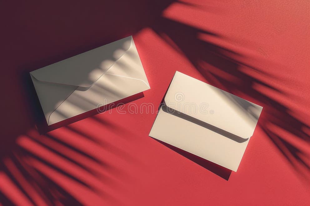 A Simple yet Elegant Scene with a White Envelope and Card on a Bold Red ...