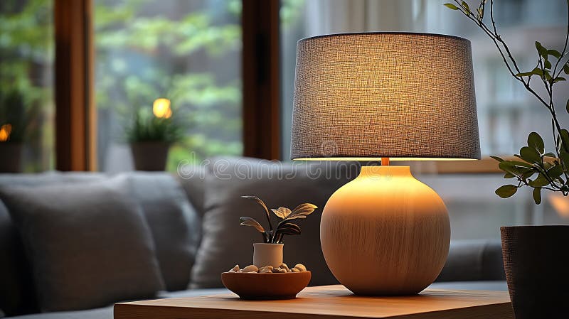 Simple yet Elegant Table Lamp Stock Illustration - Illustration of gray ...