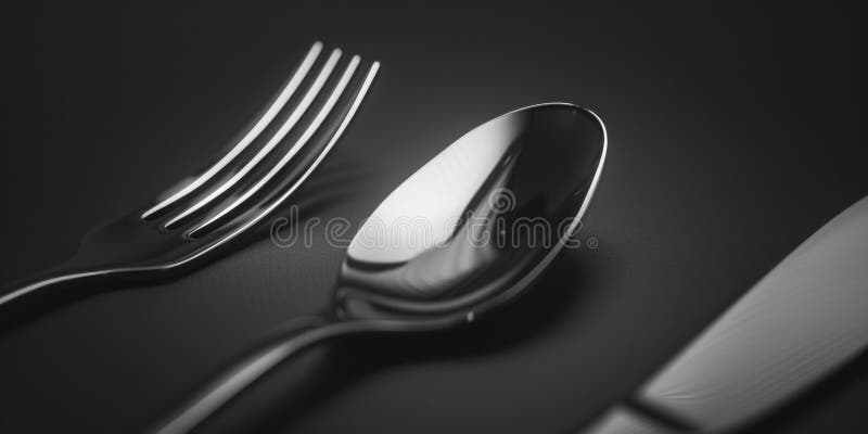 A Simple yet Elegant Table Setting with a Fork, Knife, and Spoon. Perfect for Showcasing a ...