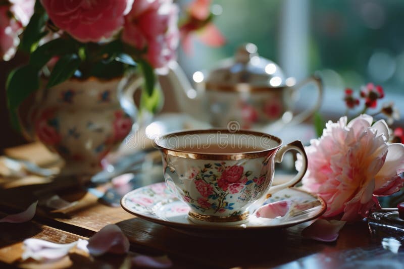 A Simple and Elegant Tea Cup and Saucer Placed on a Table. Perfect for ...