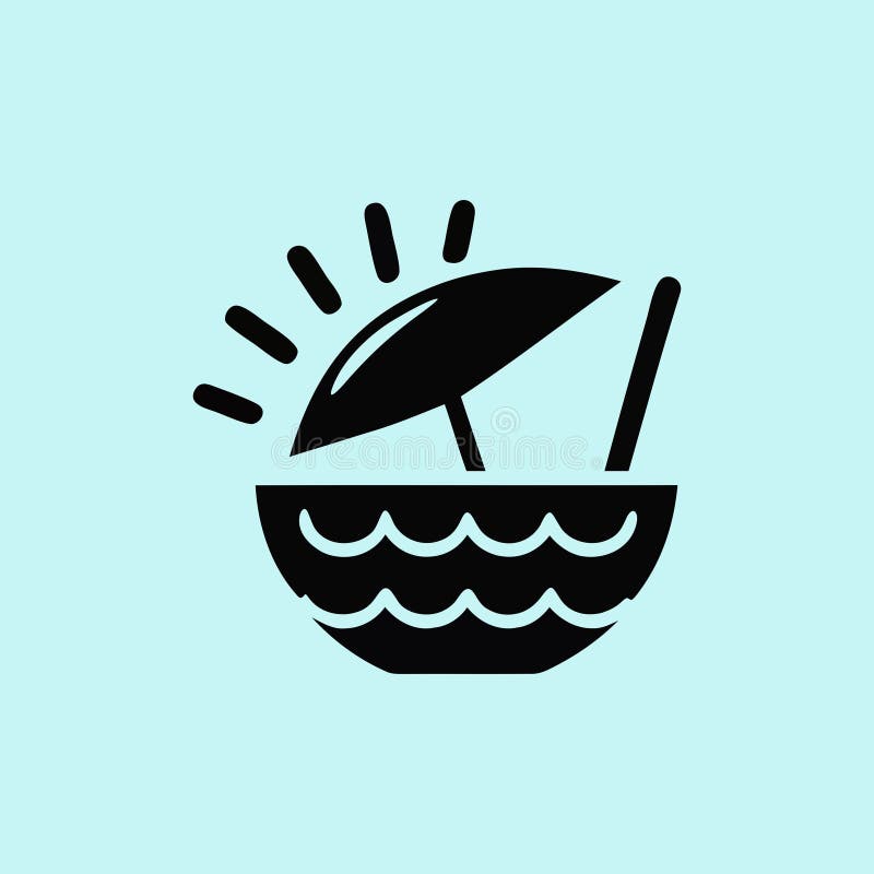 Minimalist Beach Icon - Relaxation and Vacation Vector Design Stock ...