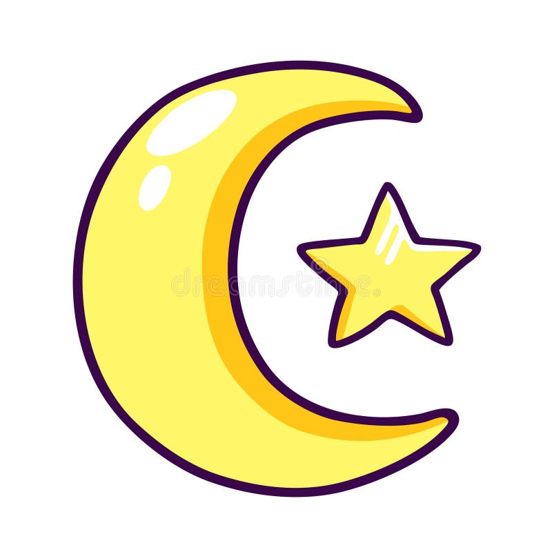 Simple and Elegant Vector Illustration of a Crescent Moon and Star ...