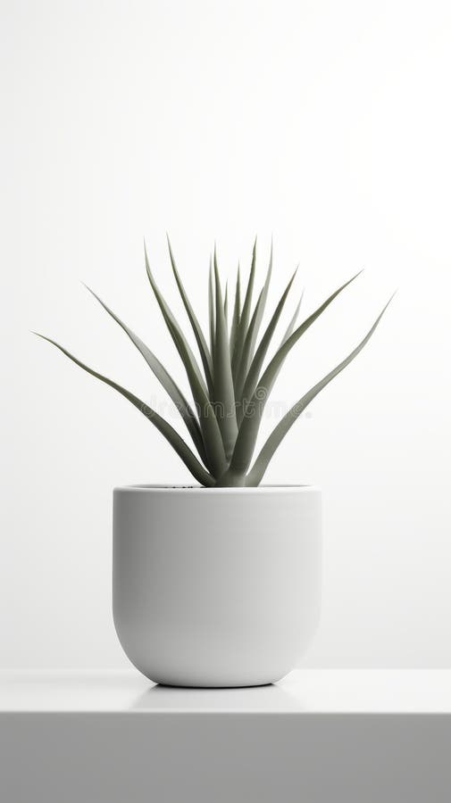 A Simple and Elegant White Potted Plant on a Table Stock Image - Image ...