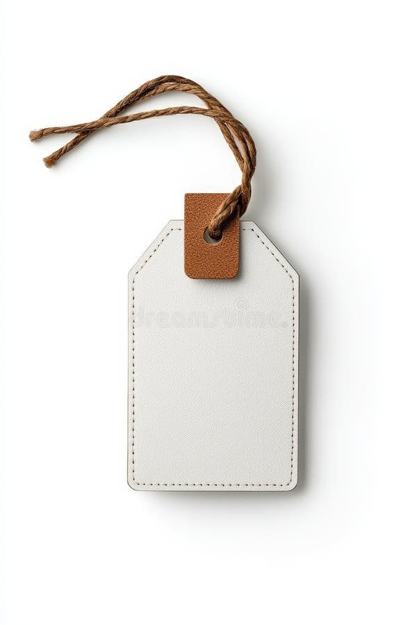A Simple Elegant White Tag with a Brown Leather Loop Perfect for ...