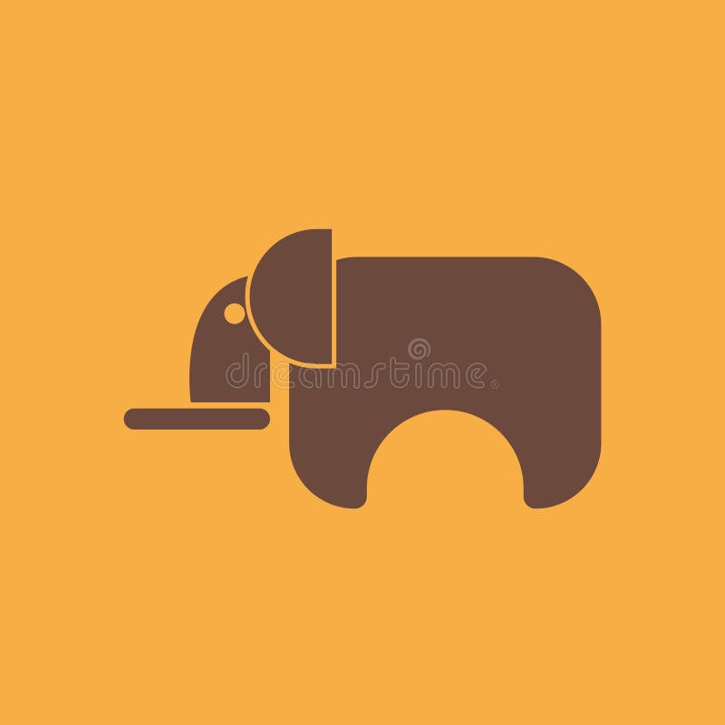 Simple Elephant Logo Isolated on Yellow Background Stock Vector ...