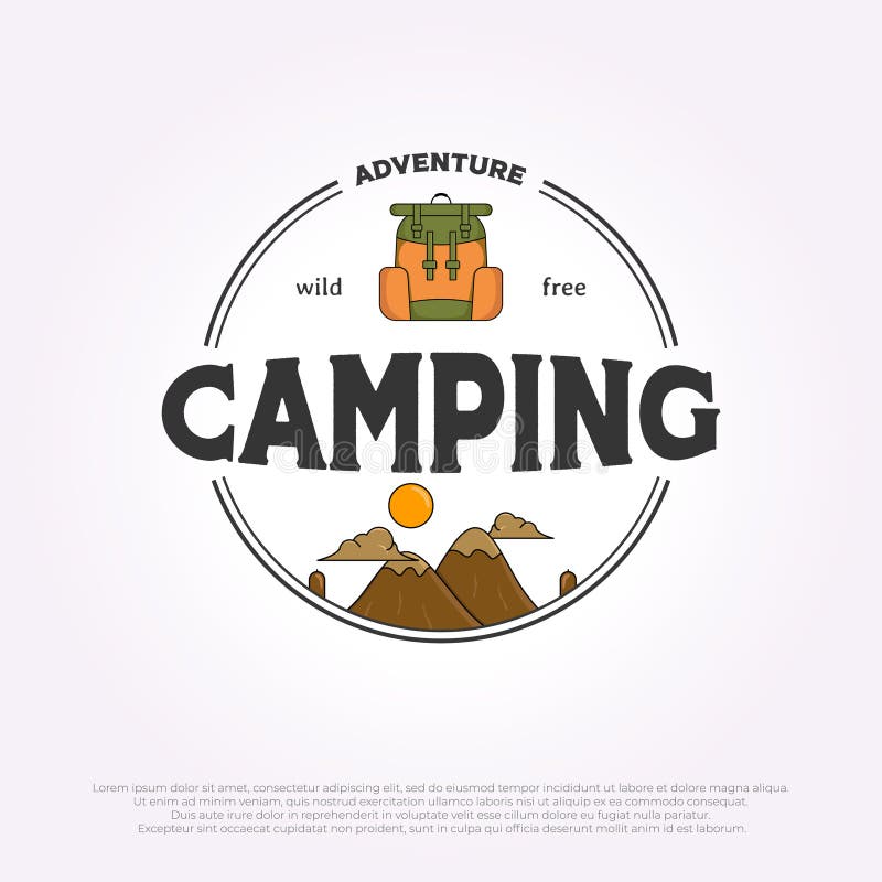 Simple Emblem Camping Logo Vector Design. Mountain and Bag Design ...