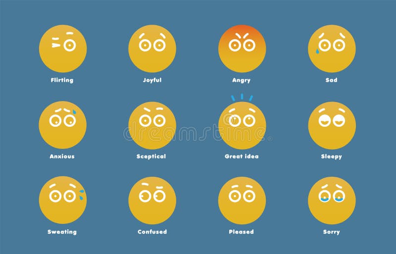 Simple Emoticons for Web, Vector Stock Vector - Illustration of angry ...