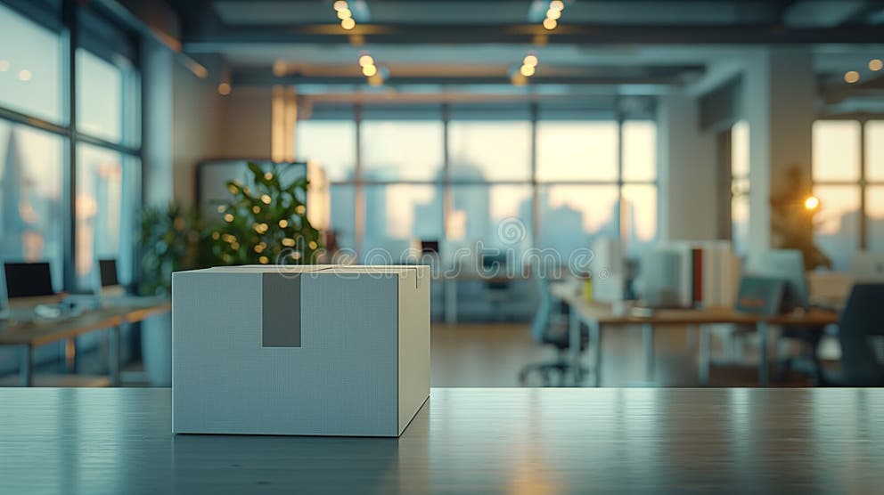A Simple Empty Box Placed in Front of a Modern Office Background ...