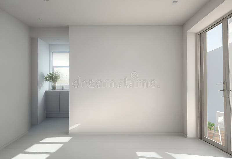Simple Empty Room with Copy Space Wall Ai Generated Stock Illustration ...