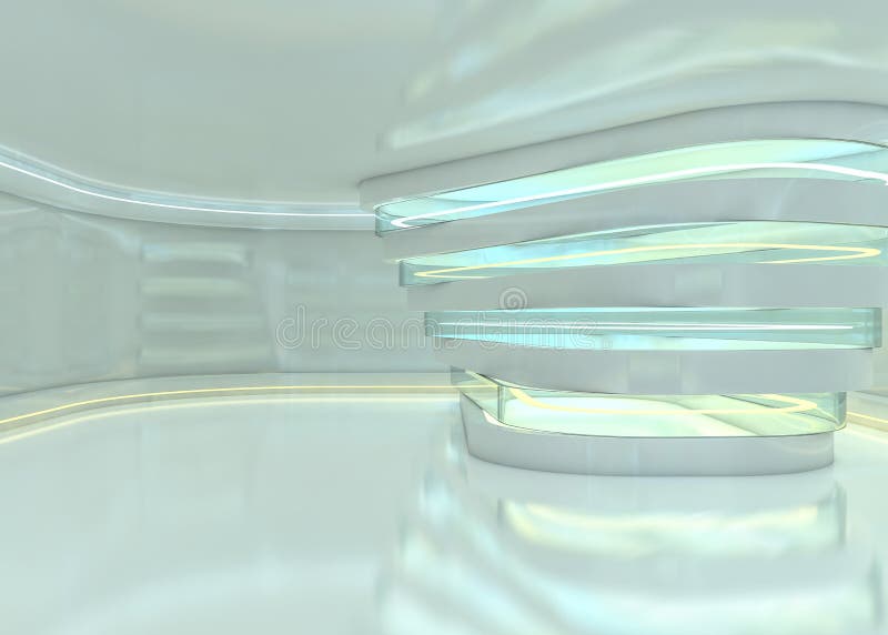 Simple Empty Room Interior with Lamps. 3D Stock Illustration ...