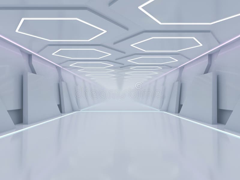 Simple Empty Room Interior with Lamps. 3D Stock Illustration ...