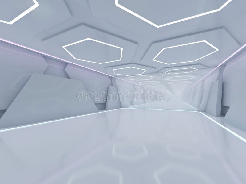 Simple Empty Room Interior with Lamps. 3D Stock Illustration ...