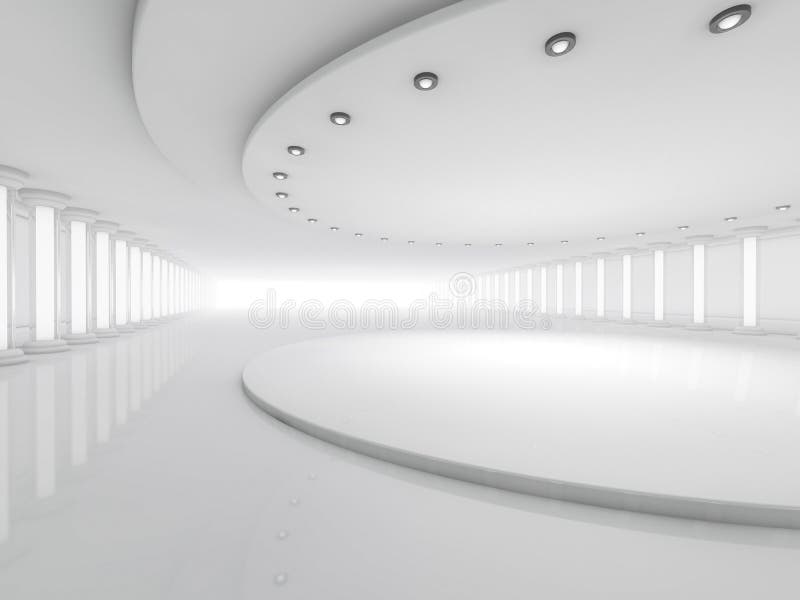 Simple Empty Room Interior with Lamps. 3D Stock Illustration ...