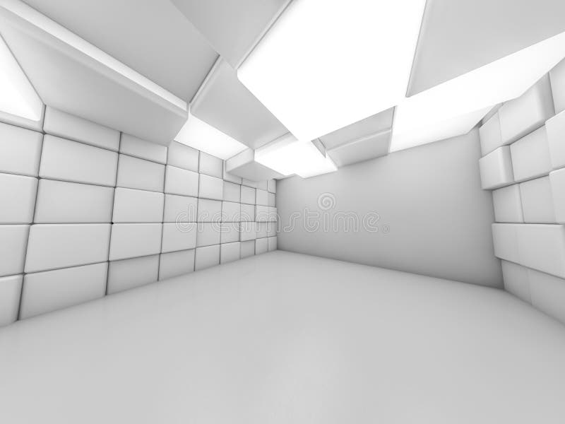 Simple Empty Room Interior with Lamps. 3D Stock Illustration ...