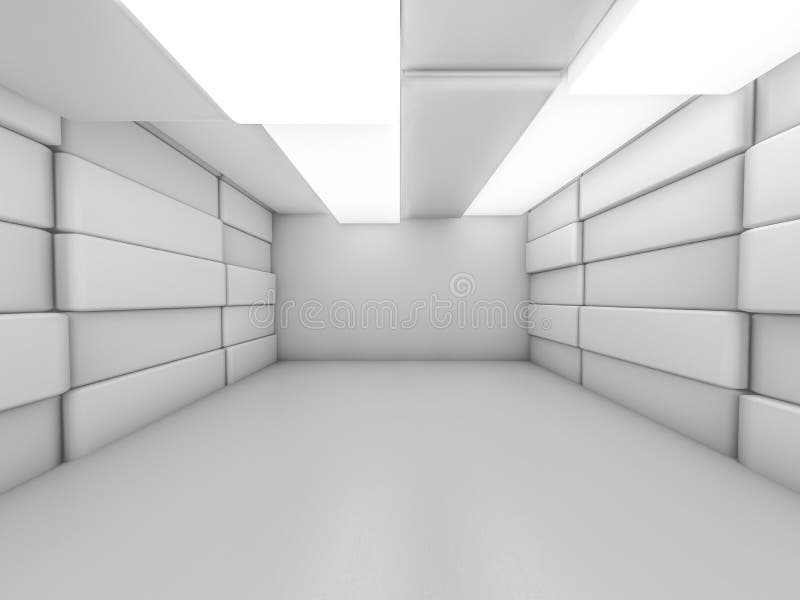 Simple Empty Room Interior with Lamps. 3D Stock Illustration ...