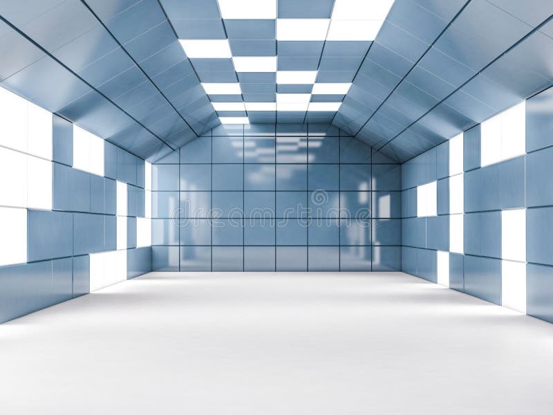 Simple Empty Room Interior with Lamps. 3D Stock Illustration ...