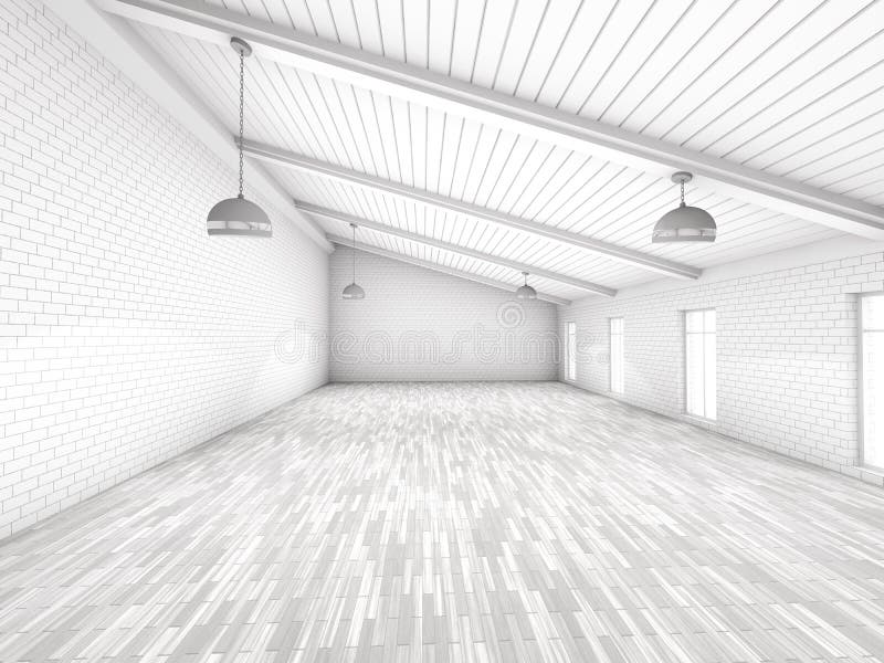 Simple Empty Room Interior with Lamps. 3D Stock Photo - Image of ...