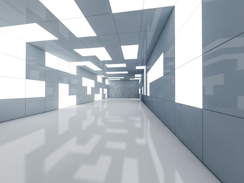 Simple Empty Room Interior with Lamps. 3D Stock Illustration ...