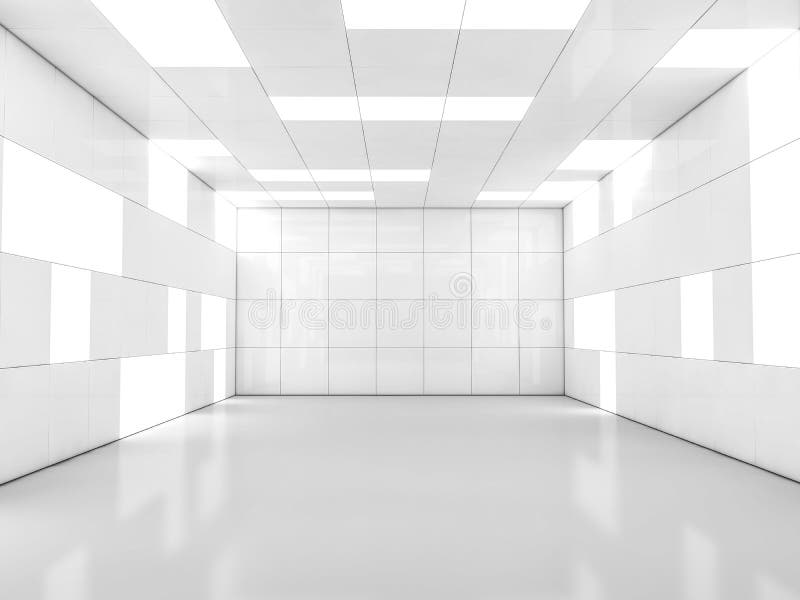 Simple Empty Room Interior with Lamps. 3D Stock Illustration ...