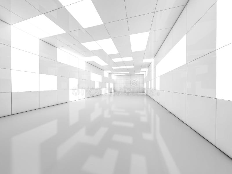 Simple Empty Room Interior with Lamps. 3D Stock Illustration ...