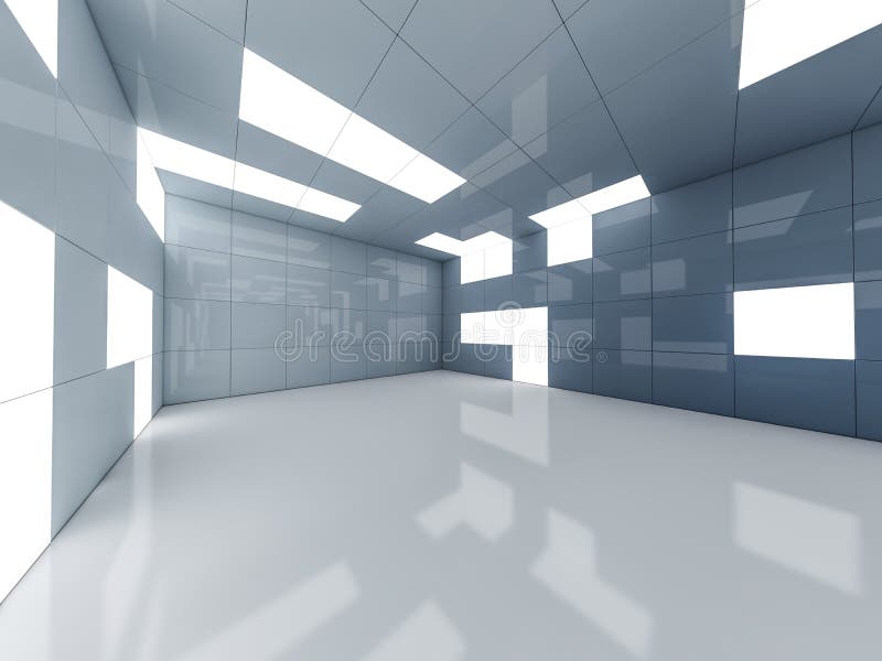 Simple Empty Room Interior with Lamps. 3D Stock Illustration ...