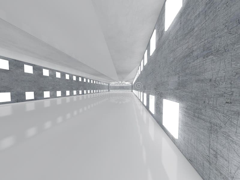 Simple Empty Room Interior with Lamps. 3D Stock Illustration ...