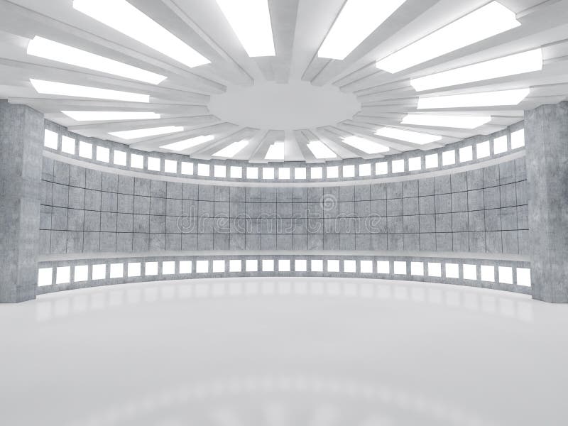 Simple Empty Room Interior with Lamps. 3D Stock Illustration ...