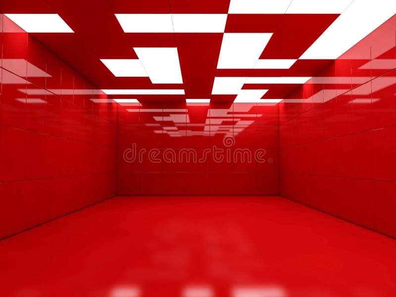 Simple Empty Room Interior with Lamps. 3D Stock Illustration ...