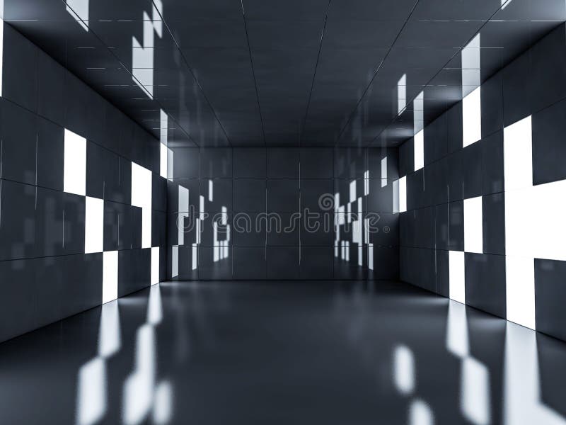 Simple Empty Room Interior with Lamps. 3D Stock Illustration ...