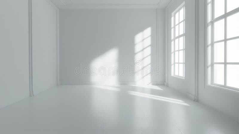 Simple Empty Room with White Walls and Windows, Ideal for Interior ...