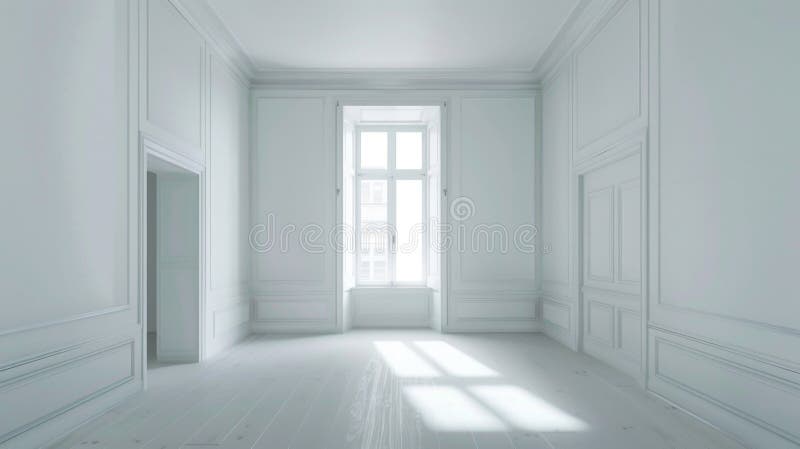 A Simple Empty Room with White Walls and Wood Floors. Suitable for ...
