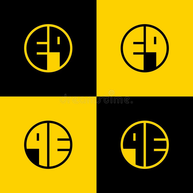Simple EQ and QE Letter Circle Logo Set, Suitable for Business with EQ ...