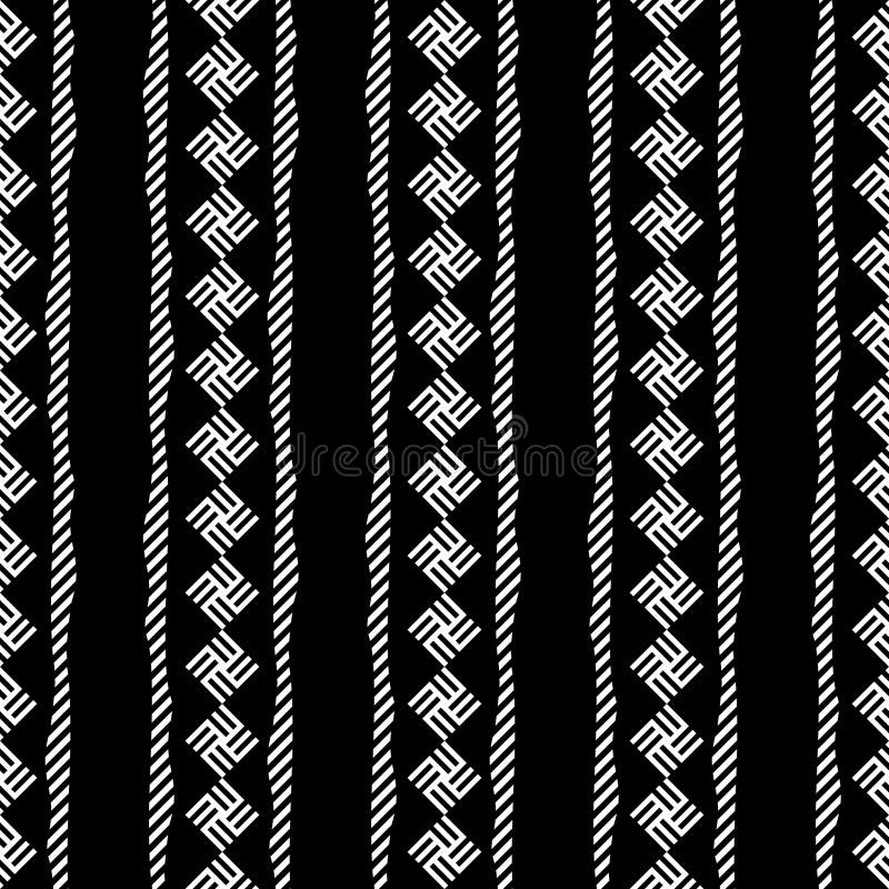 Simple Ethnic Black White Monochrome Vertical Line Seamless Pattern ...