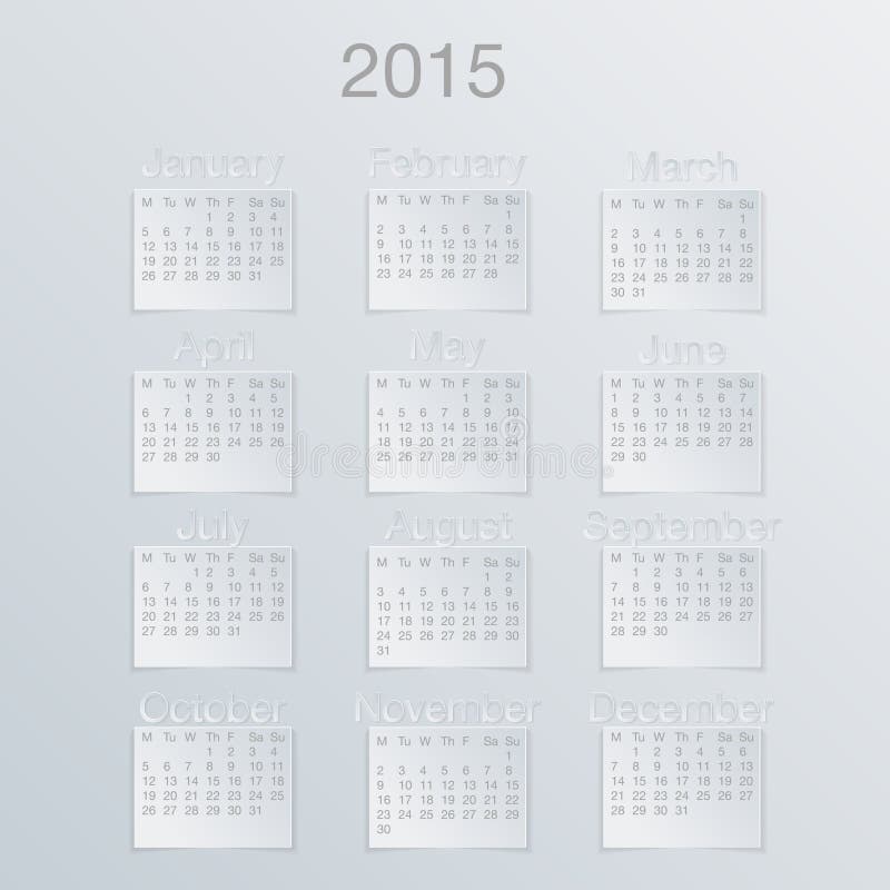 Simple European 2015 Year Vector Calendar Stock Vector - Illustration ...
