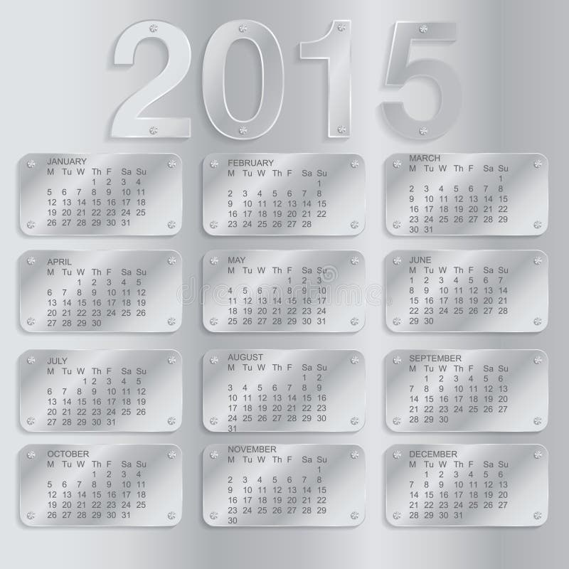 Simple European 2015 Year Vector Calendar Stock Vector - Illustration ...