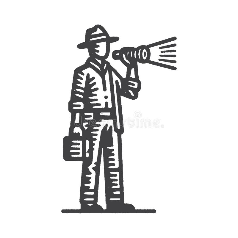 Explorer Holding Flashlight Vintage Logo Retro Vector Design. Stock ...