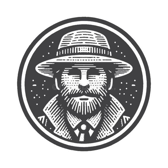 Explorer Man with Backpack in Vintage Retro Vector Design. Stock Vector ...