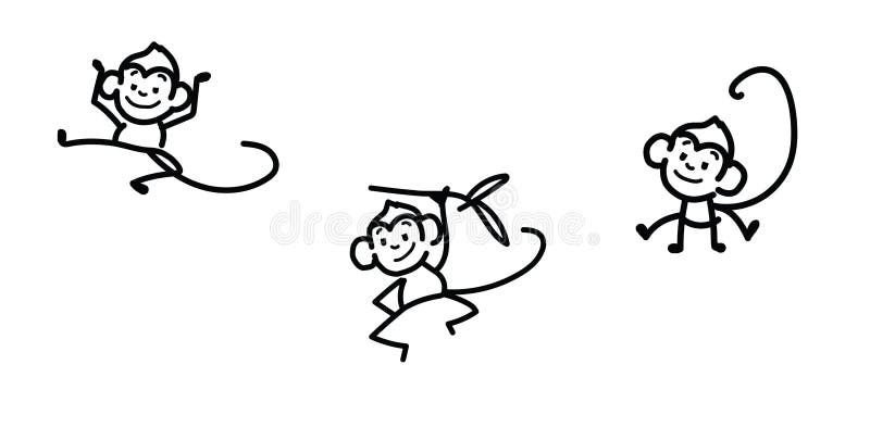 Simple, Expressive Hand Drawn Vectors Monkeys Stock Vector ...