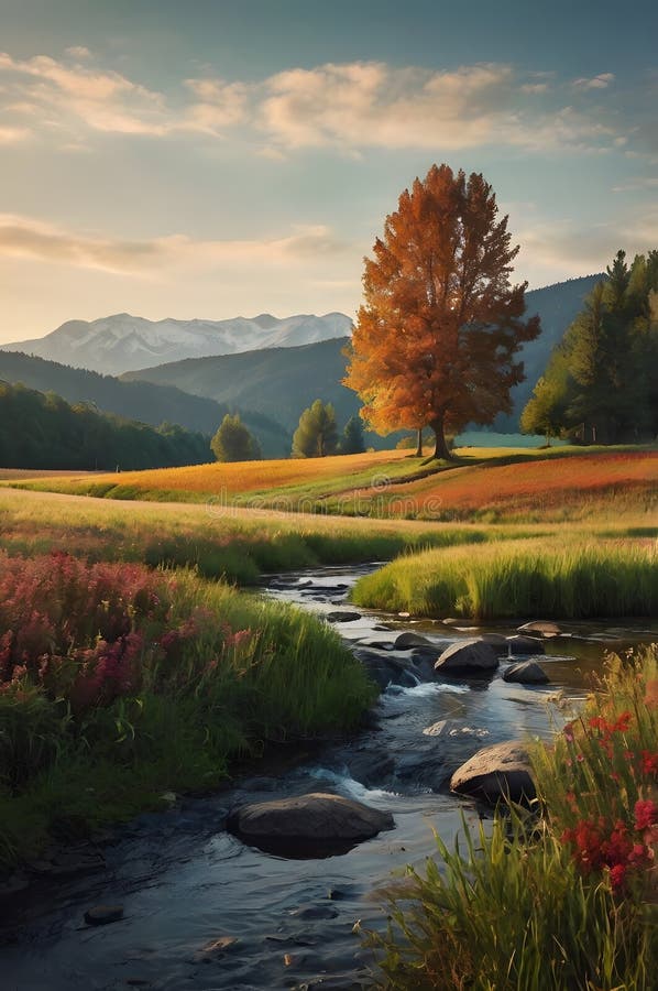 Simple and Expressive Landscape Stock Illustration - Illustration of ...