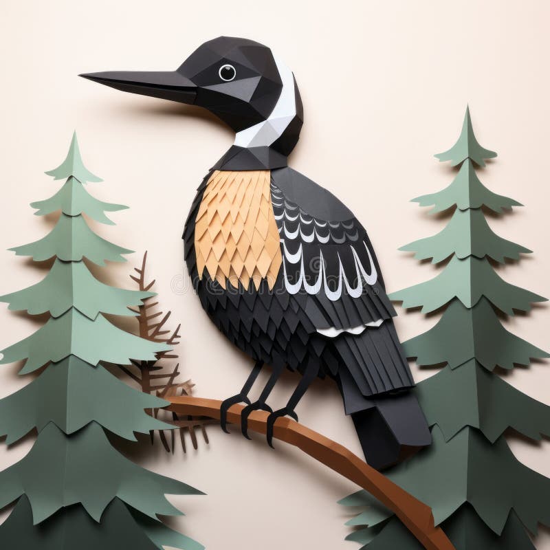 Simple yet Eye-catching Common Loon Paper Craft with Polygon Design ...