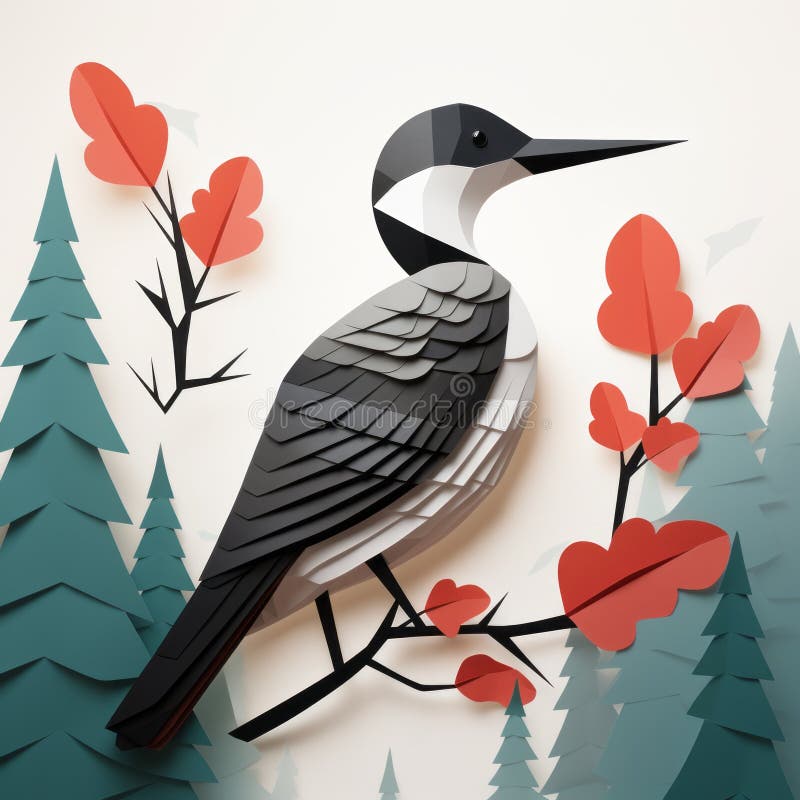 Simple yet Eye-catching Common Loon Paper Craft with Polygon Design ...
