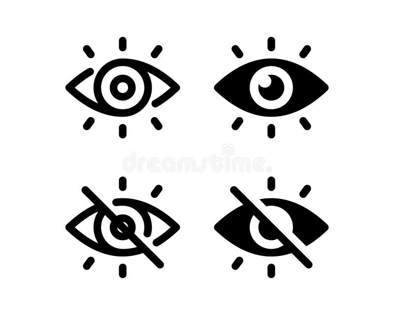 Simple Eye Vector Icons. Visible and Hidden Icon Sign Symbol Stock ...