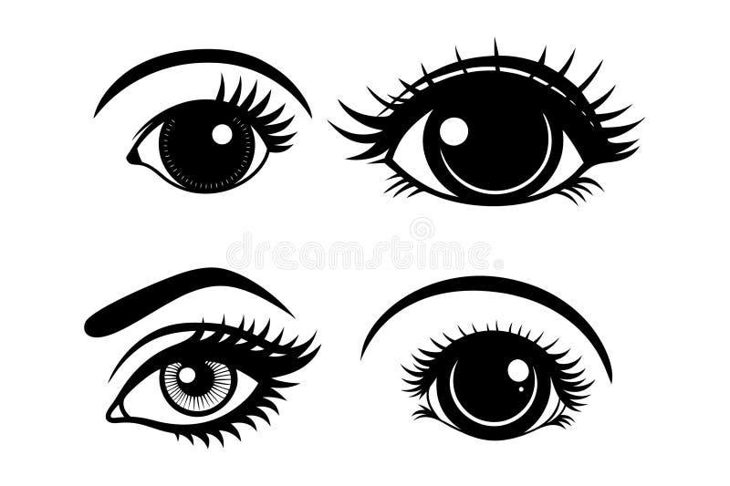 Simple Eyes Icon Set Bundle - Minimalistic Eyes Icon Stock Illustration - Illustration of ...